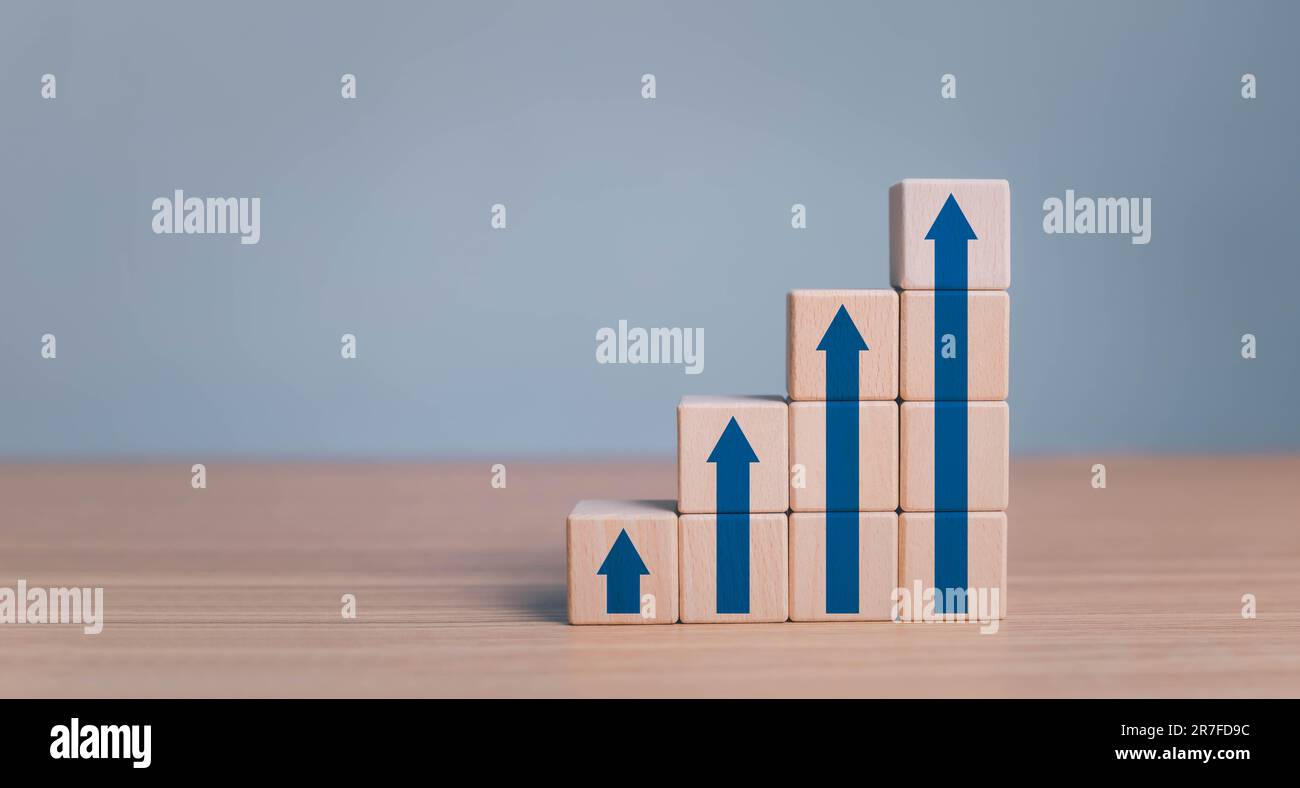 business growth success process concept. wood block stacking as step ...