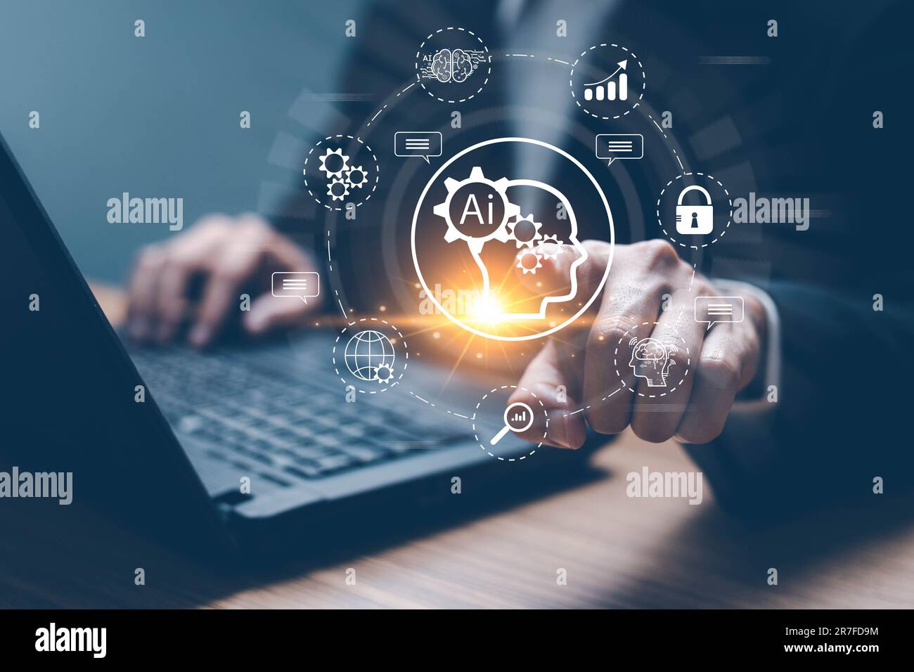 Chat with AI or Artificial Intelligence technology, business man use AI ... Chat with AI or Artificial Intelligence technology, business man use AI ...