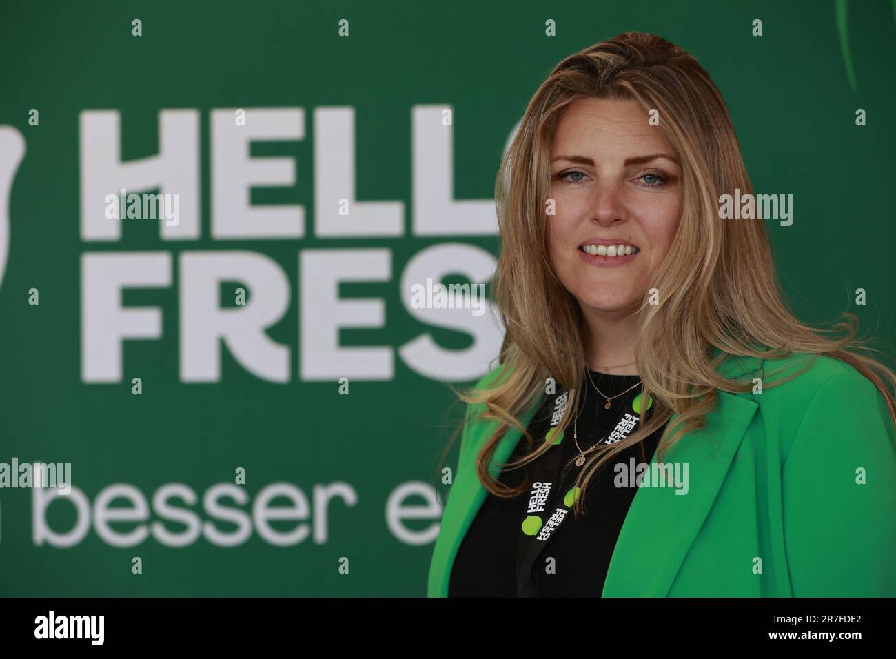 Barleben, Germany. 15th June, 2023. Site manager Michaela Smith stands ...
