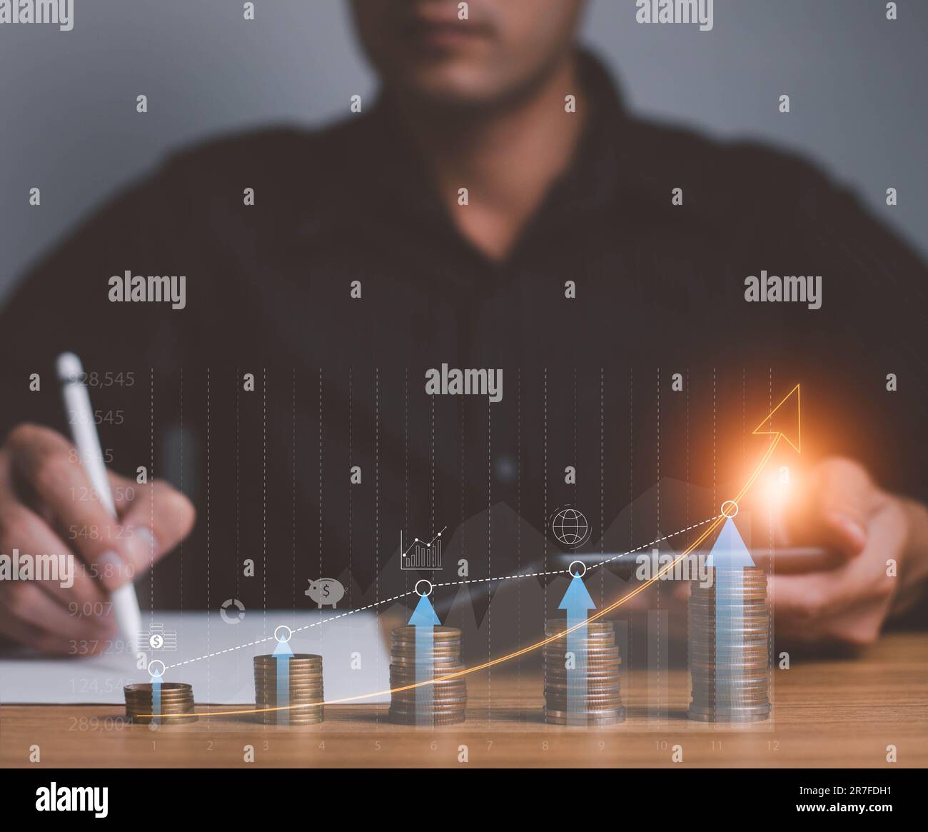 Investor, trader, investment, fund, stock market, businessman stacking ...