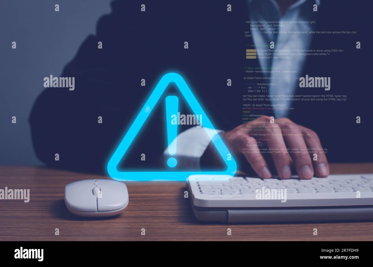 Error and maintenance alert. Businessman using computer laptop with ...