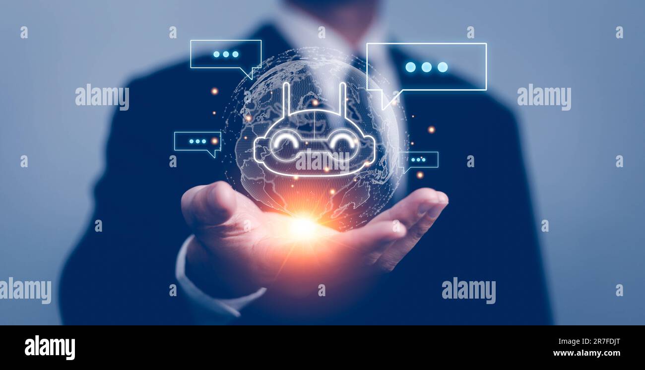 Chatbot Chat with AI, Artificial Intelligence. man using technology smart robot AI, artificial ...