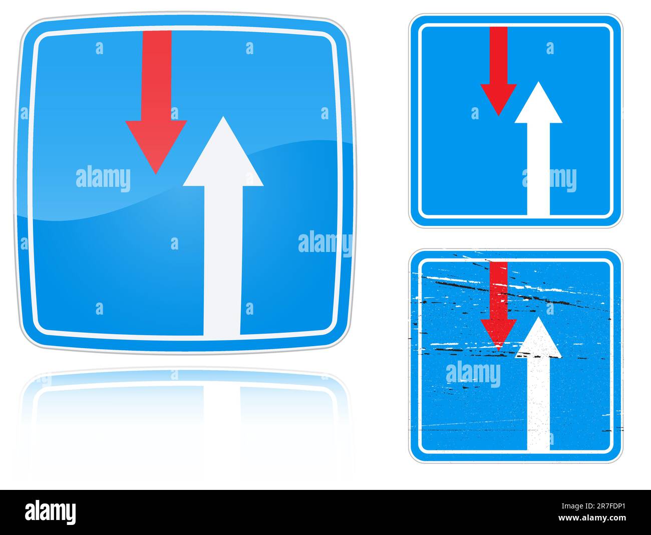 Set of variants advantage over oncoming traffic road sign isolated on ...