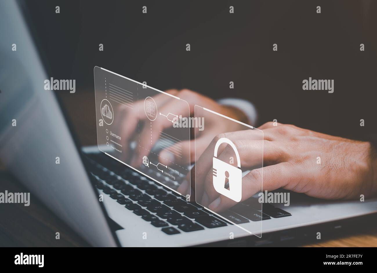 Cybersecurity And Privacy Concepts To Protect Data Lock Icon And Internet Network Security