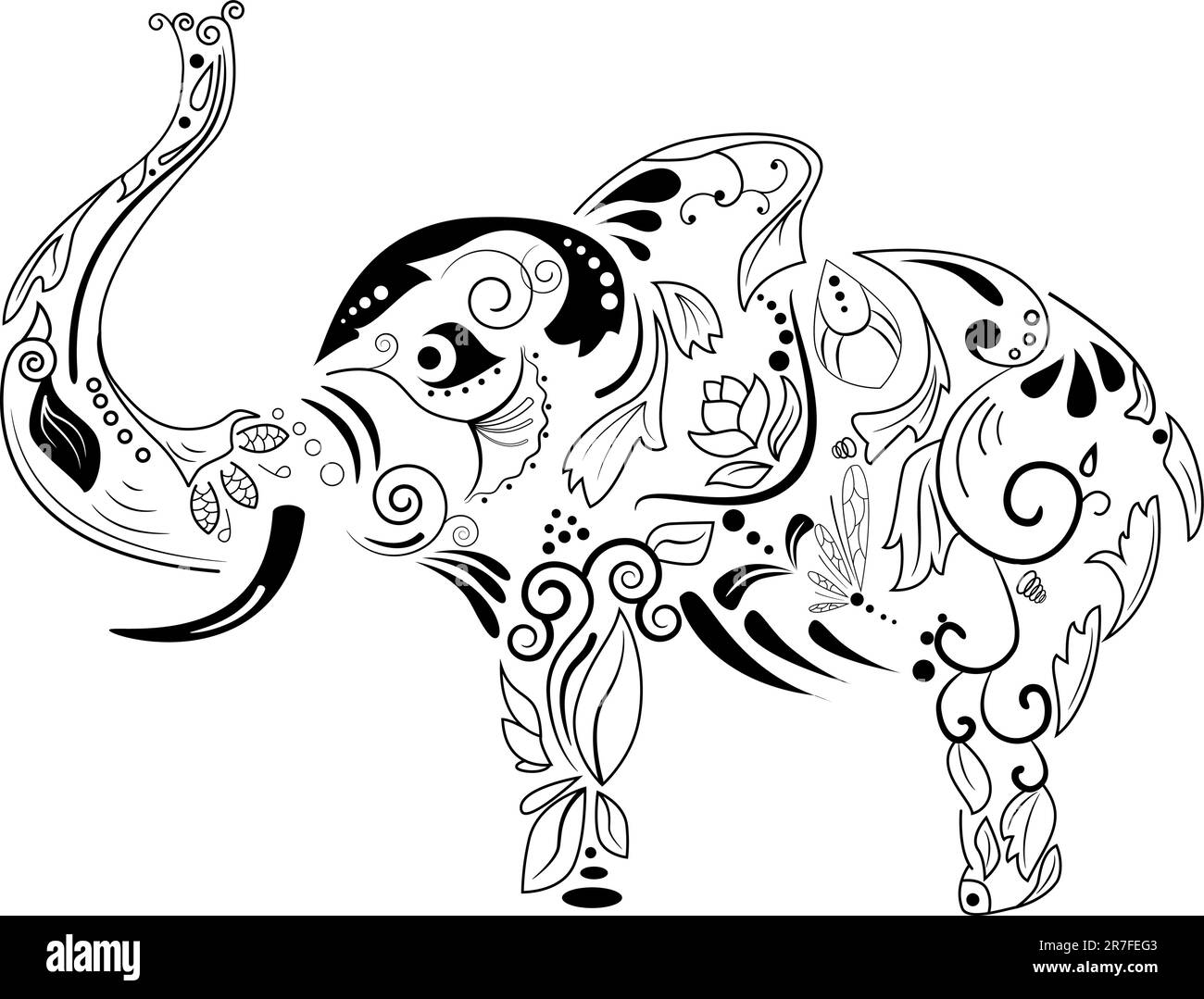 Black elephant silhouette Stock Vector Images - Alamy
