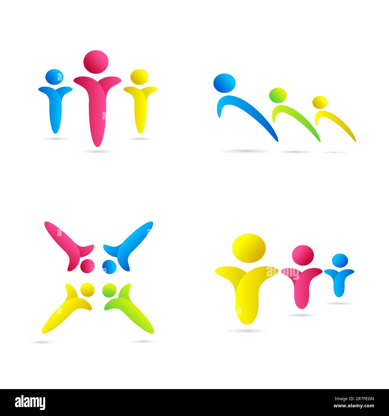 illustration of colorful human icons on white background Stock Vector ...