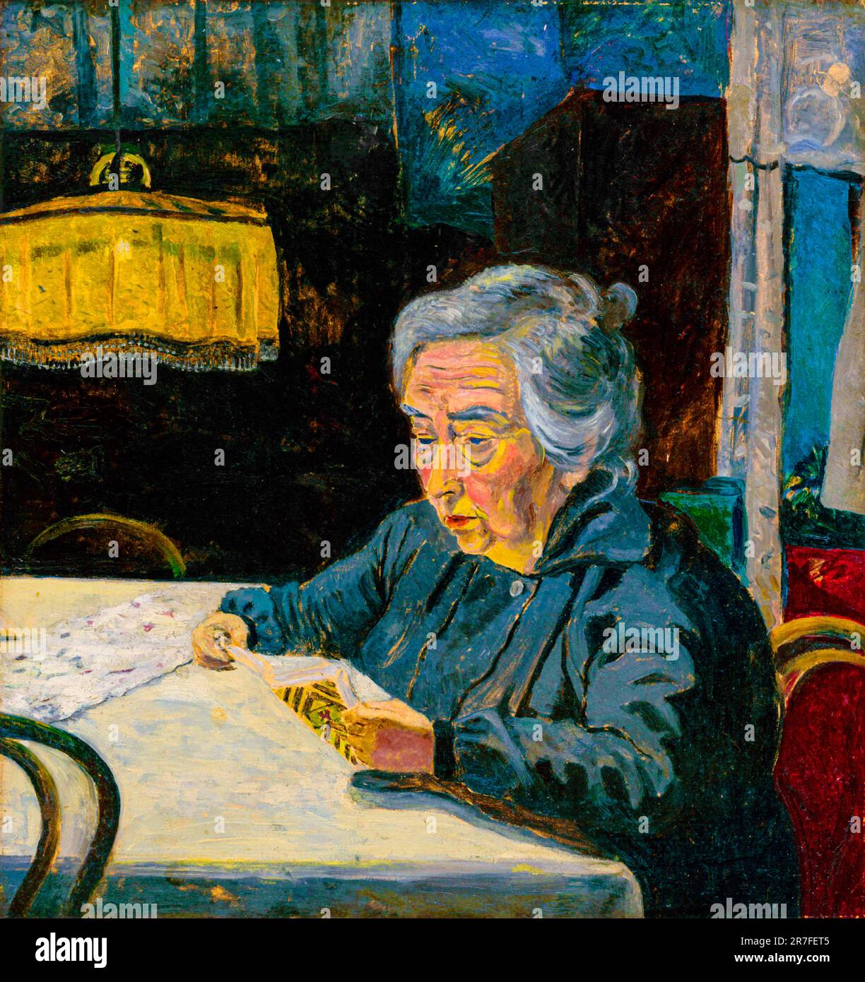 Old person reading painting hi-res stock photography and images - Alamy