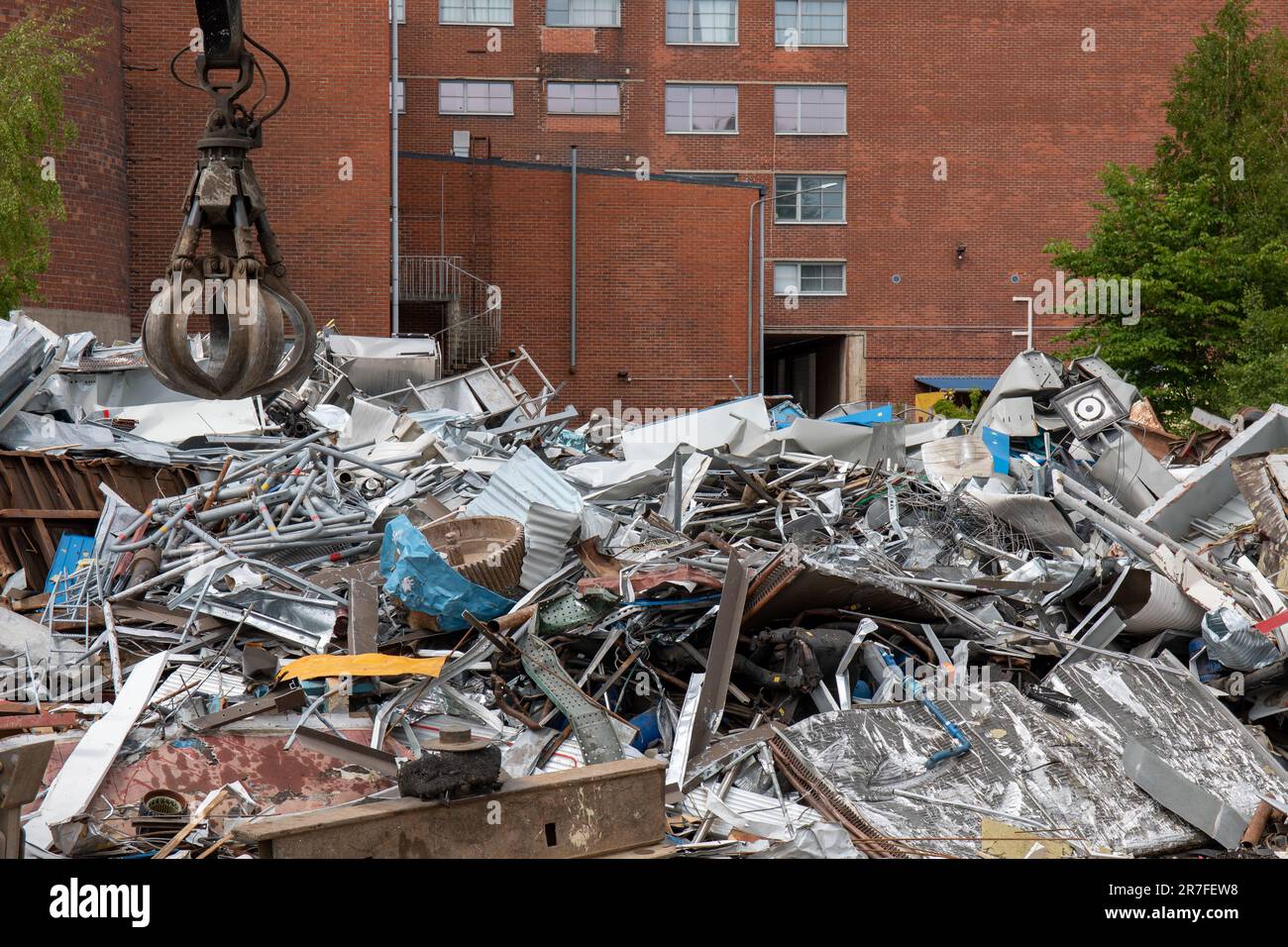 Recycling. Pile of recyclable material at scrap metal collection site ...