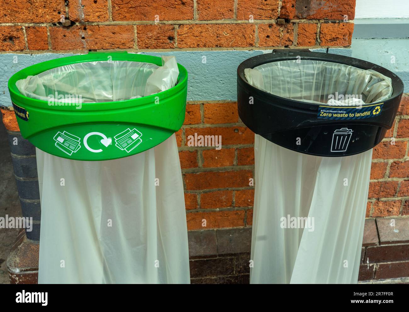 Waste and recycling bins at Salisbury train station,Wiltshire,England ...