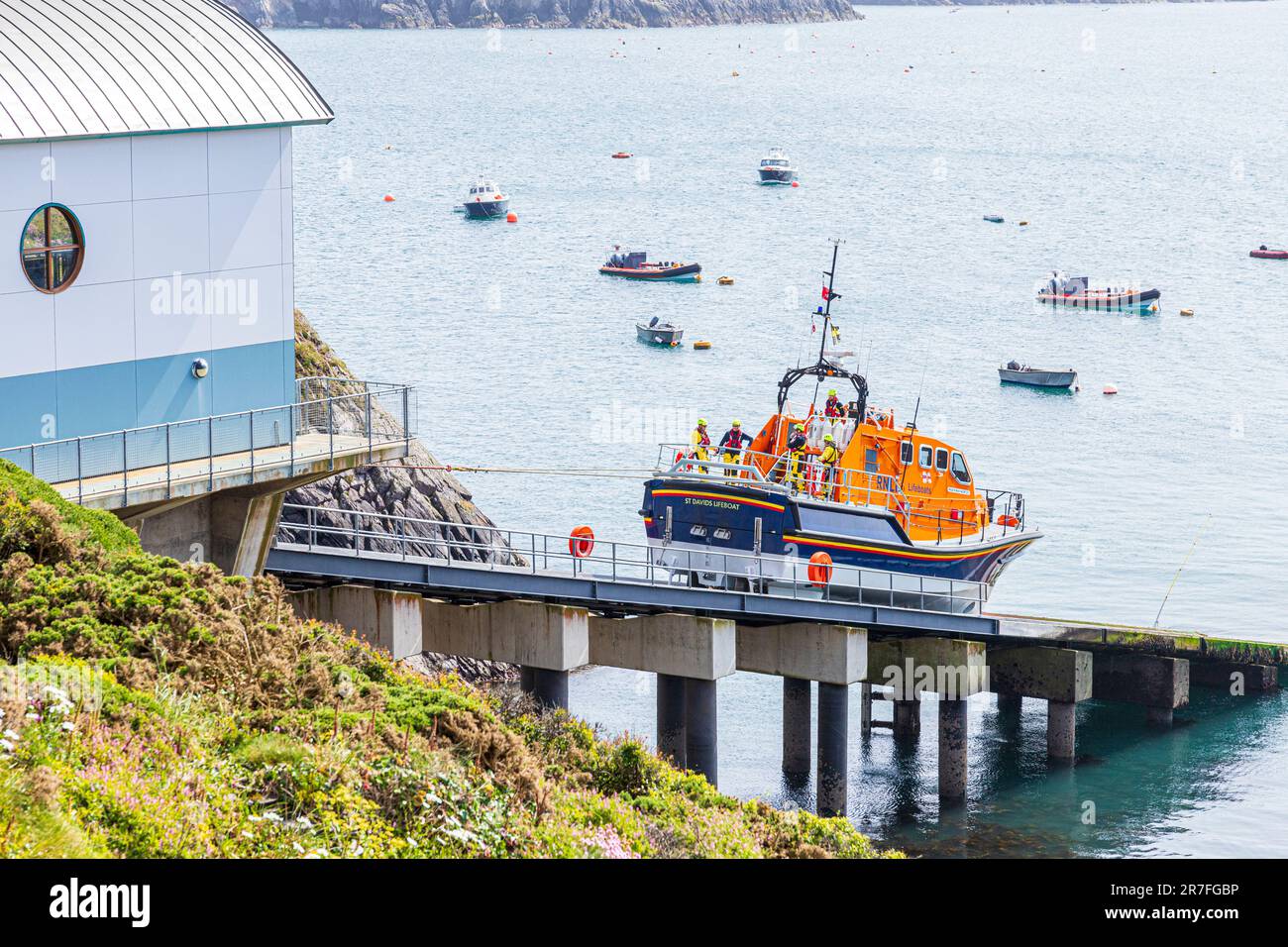 The Tamar class lifeboat RNLB Norah Wortley returning after an exercise ...