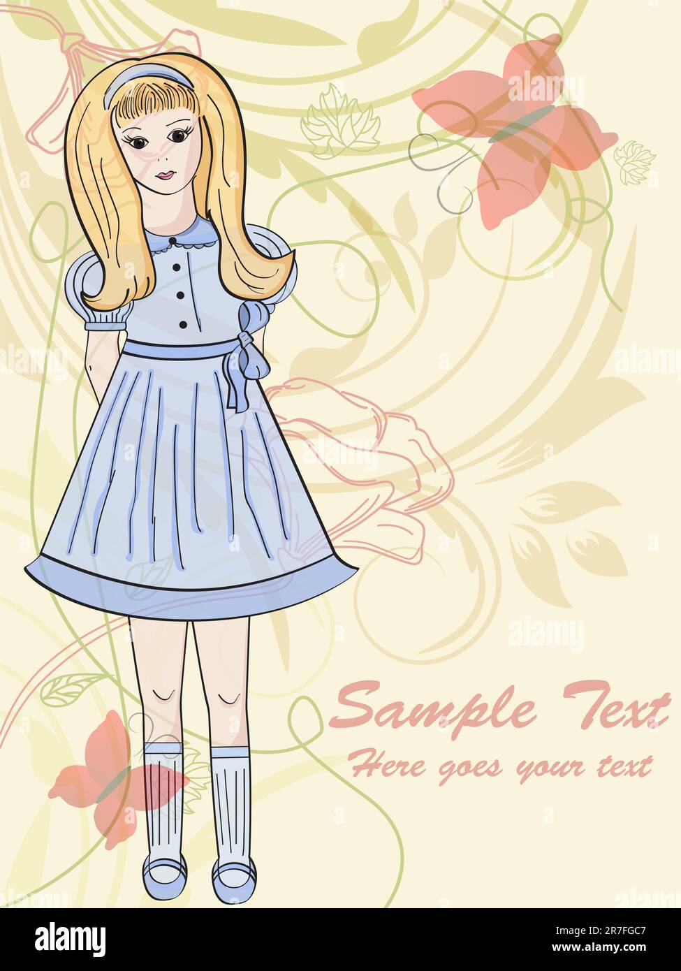 Greeting card with girl Stock Vector Image & Art - Alamy