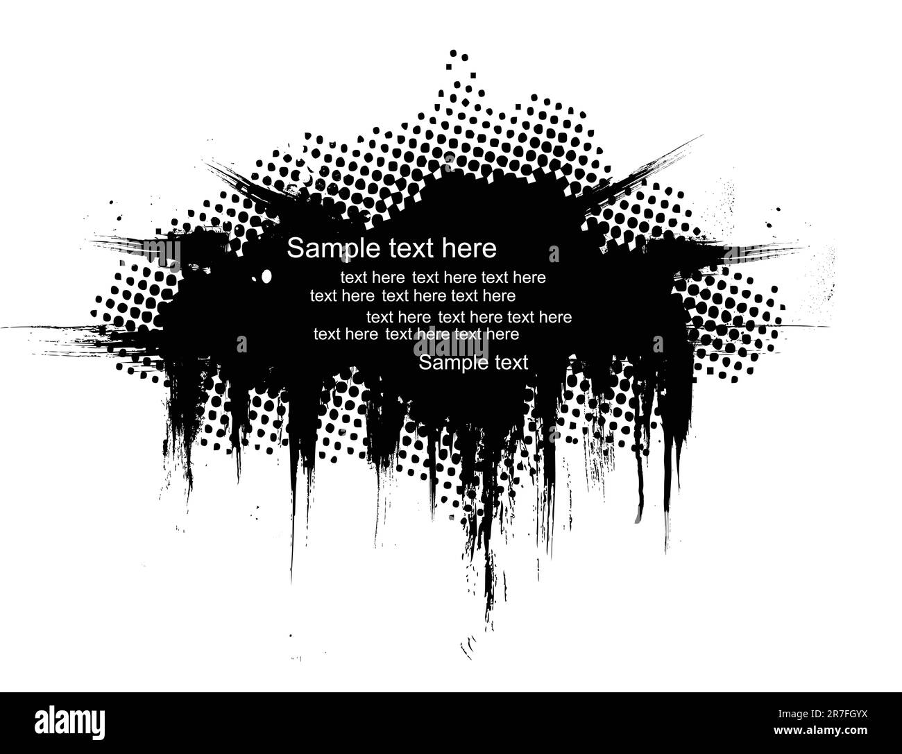 An abstract paint splatter frame in black and white Stock Vector Image ...
