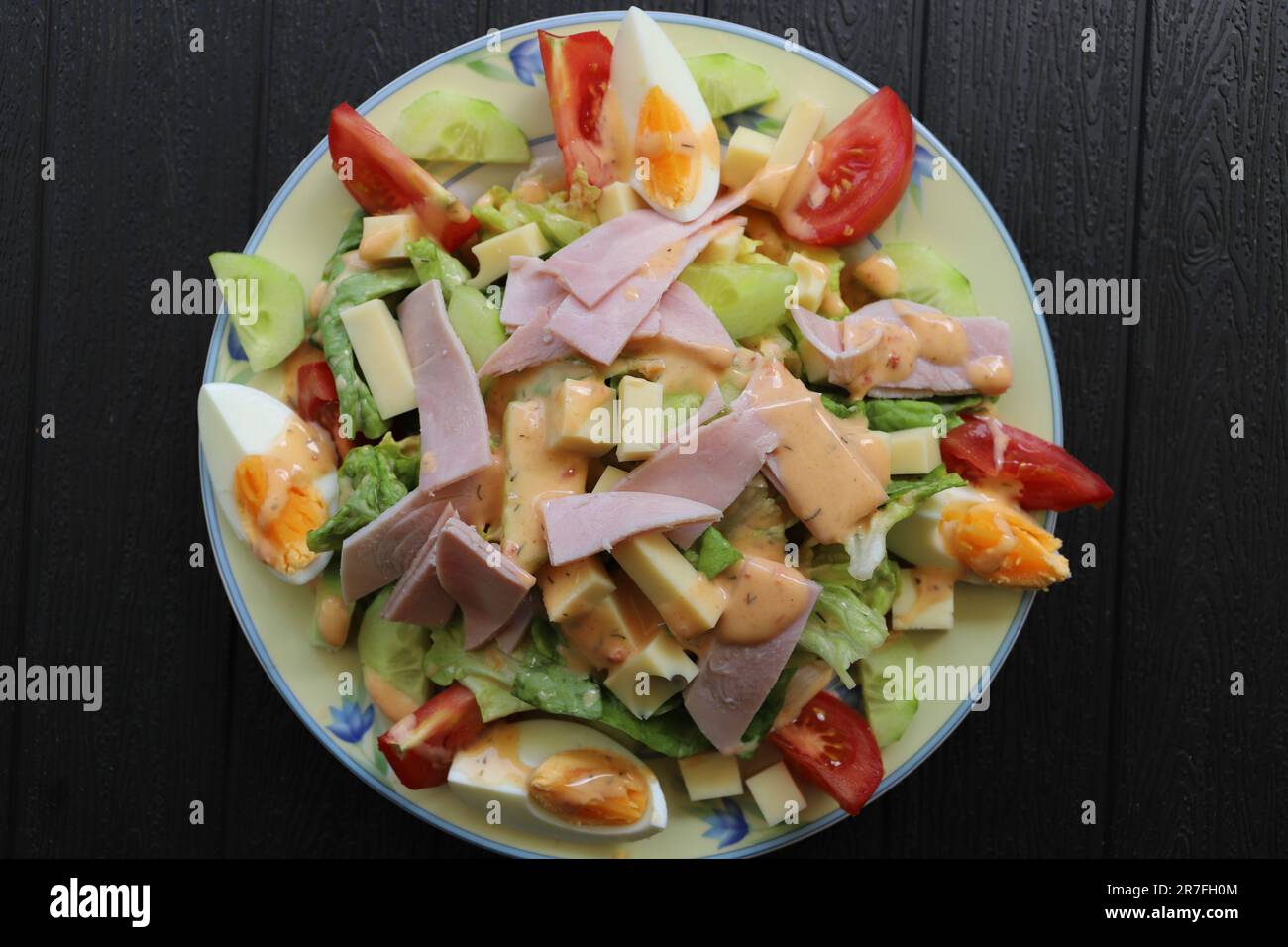 italian salad with cheese and ham Stock Photo - Alamy