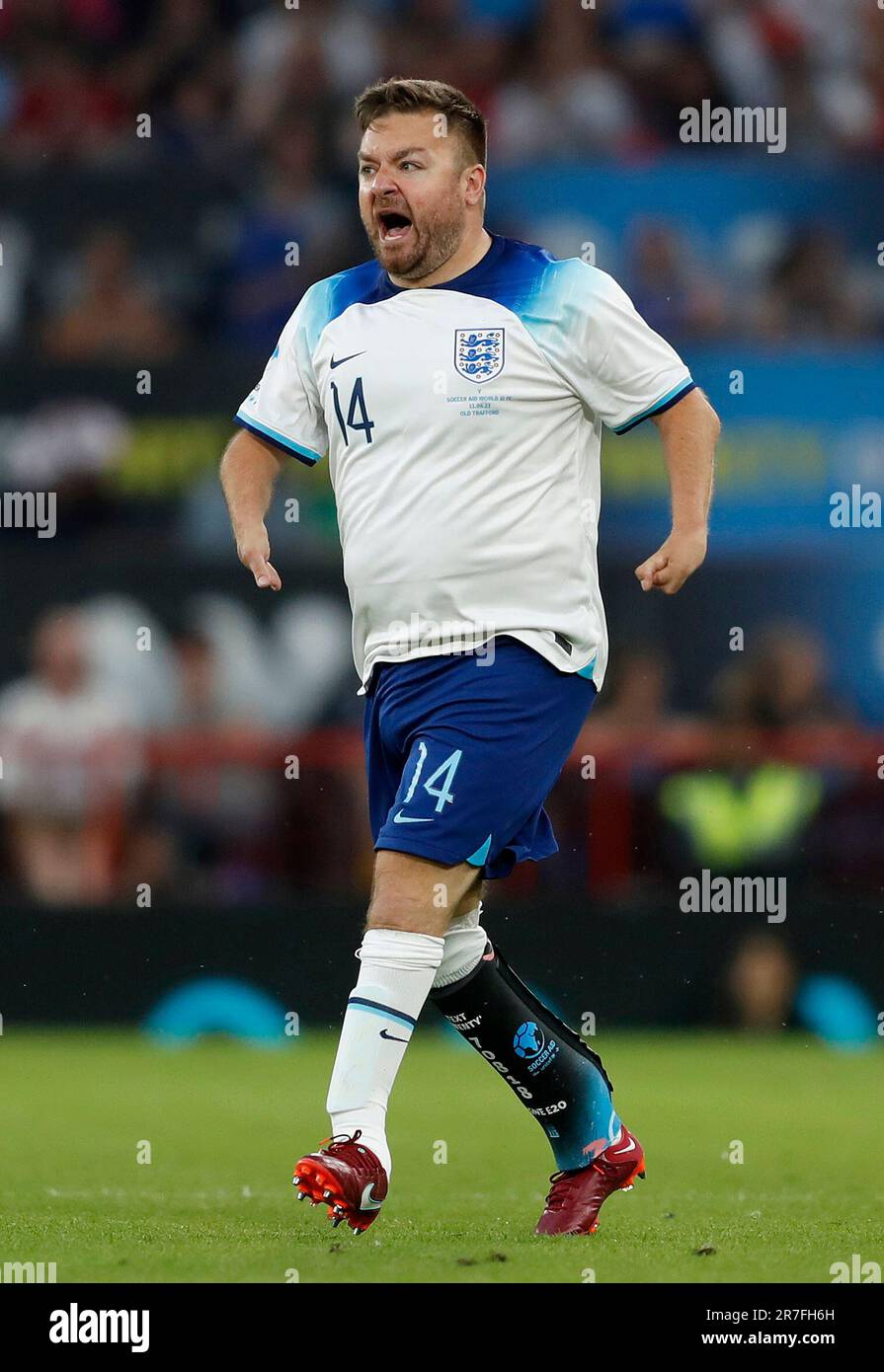 England's Alex Brooker in action during Soccer Aid for UNICEF 2023 at ...