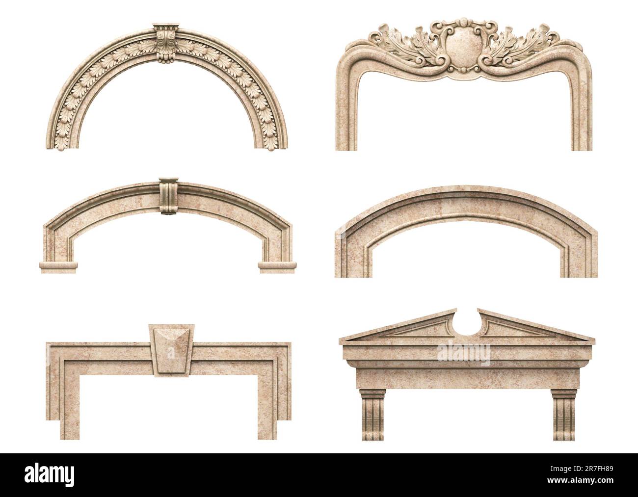 Set of different classic arched marble frames Stock Photo - Alamy