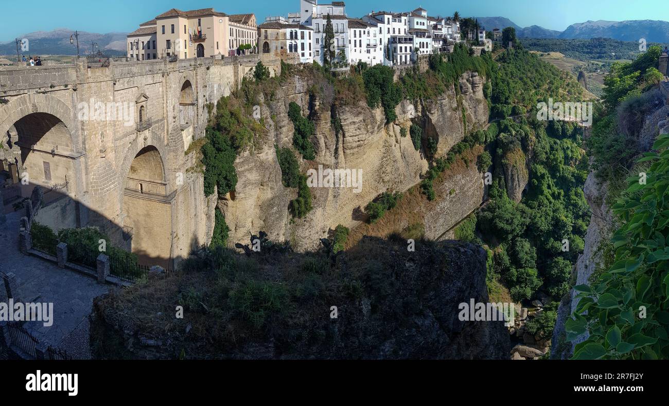 A beautiful view of the cityscape of Ronda, Spain, with its historical ...
