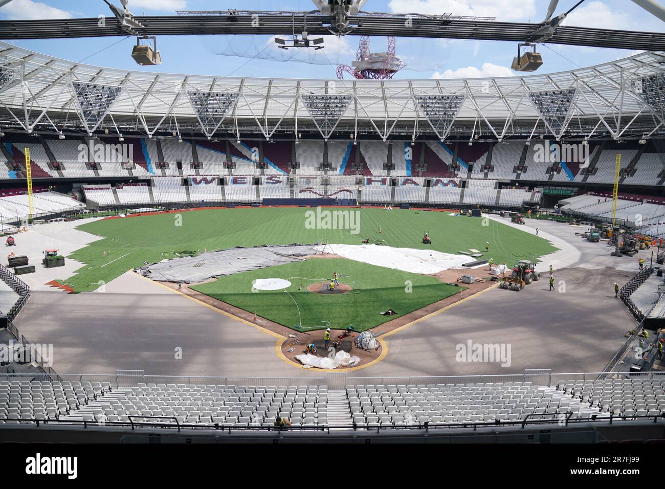 A general view of the London Stadium, home of West Ham United, as the ...