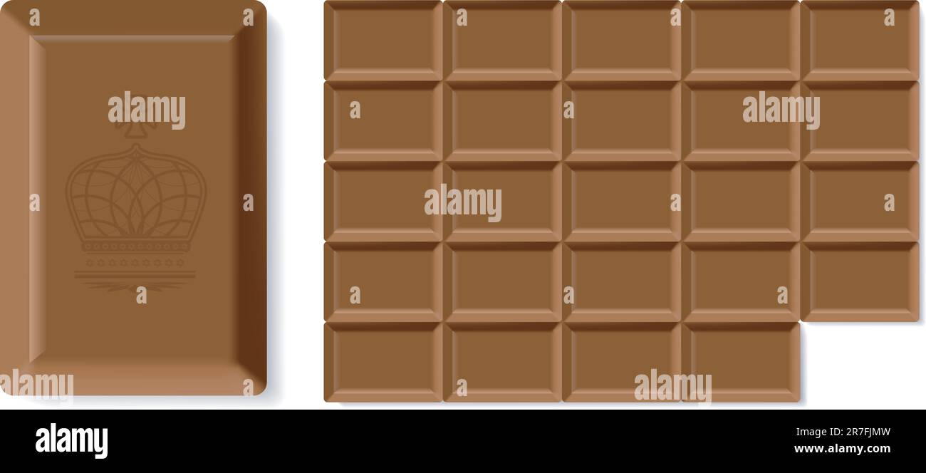 Realistic vector chocolate bar isolated on white background. Easy to ...