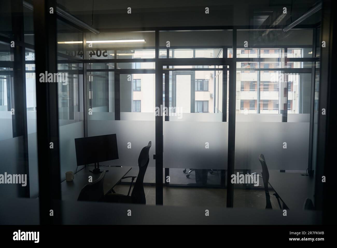 Minimalist interior design of private office room Stock Photo - Alamy