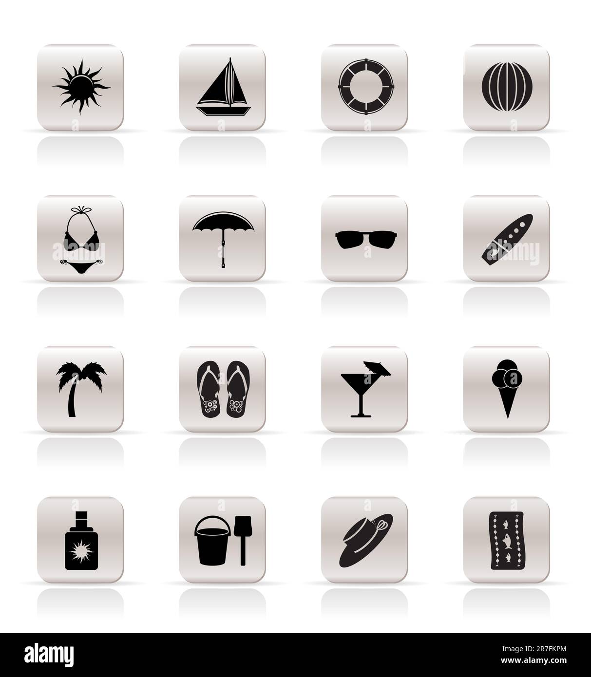 Simple Summer and Holiday Icons - Vector Icon Set Stock Vector Image ...