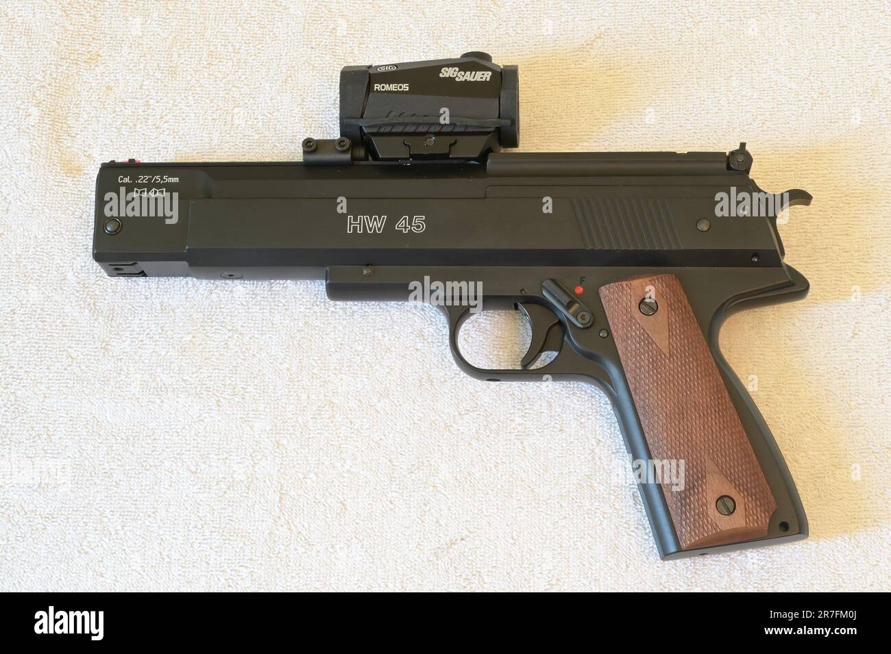 Weihrauch HW 45 with a Sig Sauer red dot scope fitted Stock Photo - Alamy