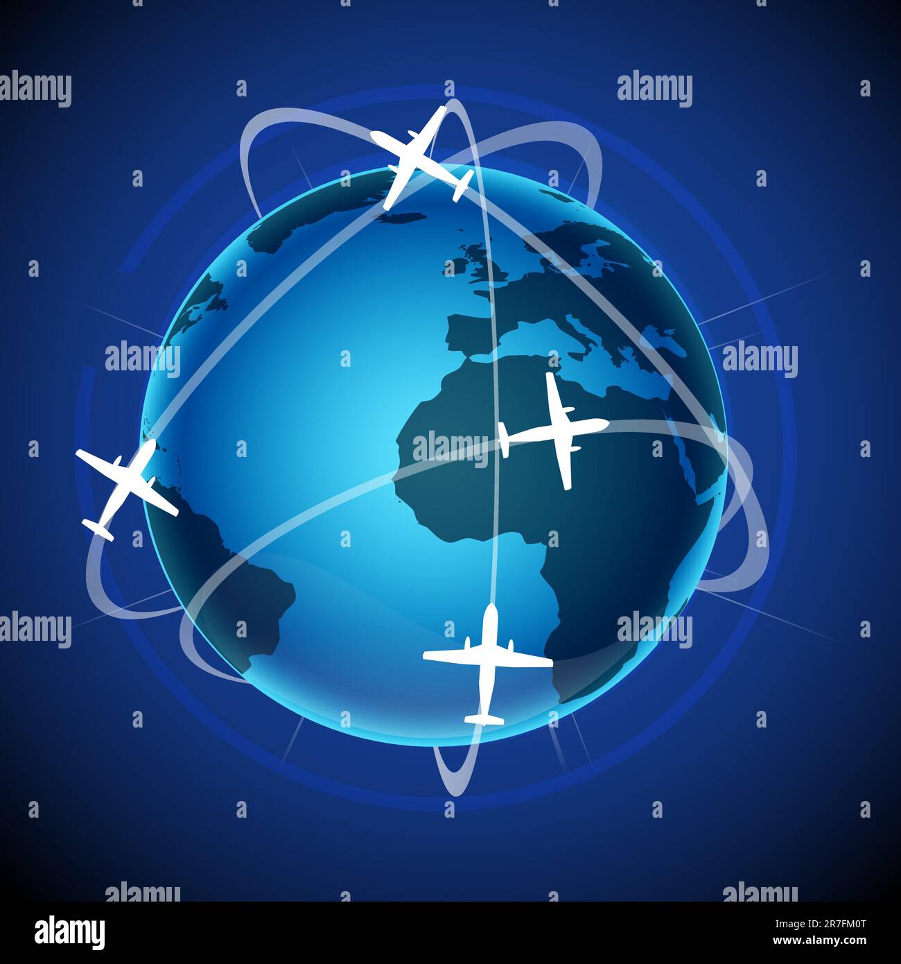 illustration of world tour with globe and plane on abstract background ...
