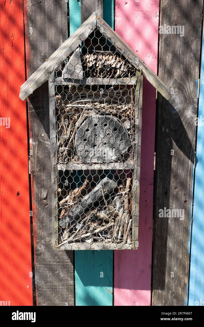 Homemade insect hotel outdoors in the garden Stock Photo - Alamy