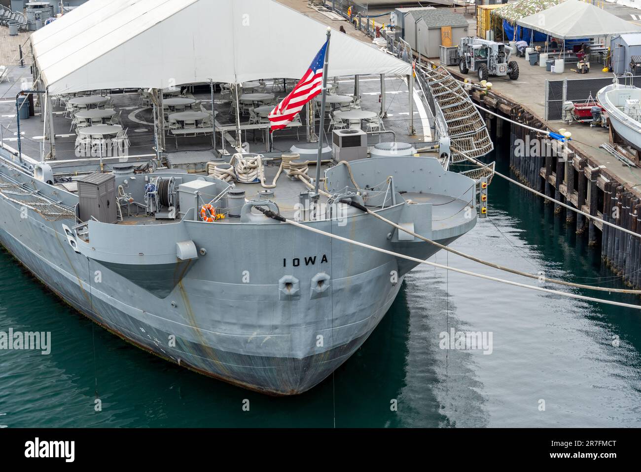 San Pedro, CA, USA – June 2, 2023: The stern side of the USS Iowa ...