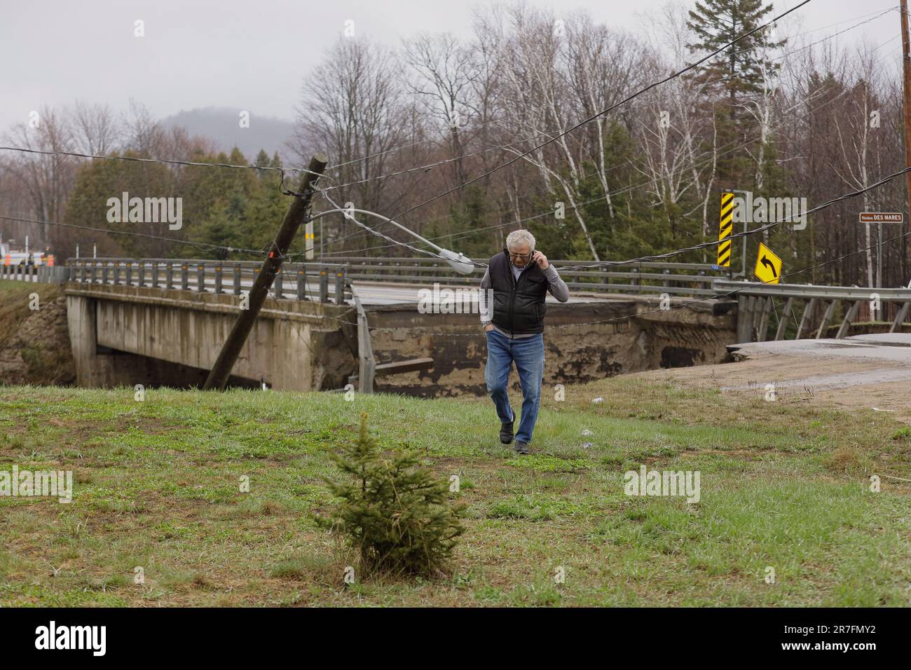 Paul Labbe, co-owner of Camping Genevrier, is talking on the phone near ...