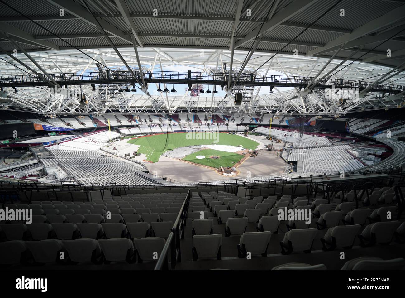 A general view of the London Stadium, home of West Ham United, as the ...