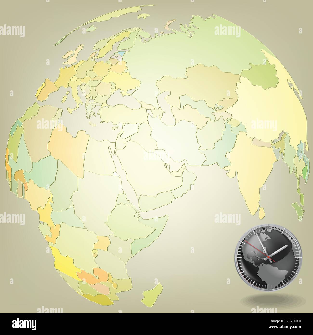 abstract beige background with globe and steel clock Stock Vector Image ...