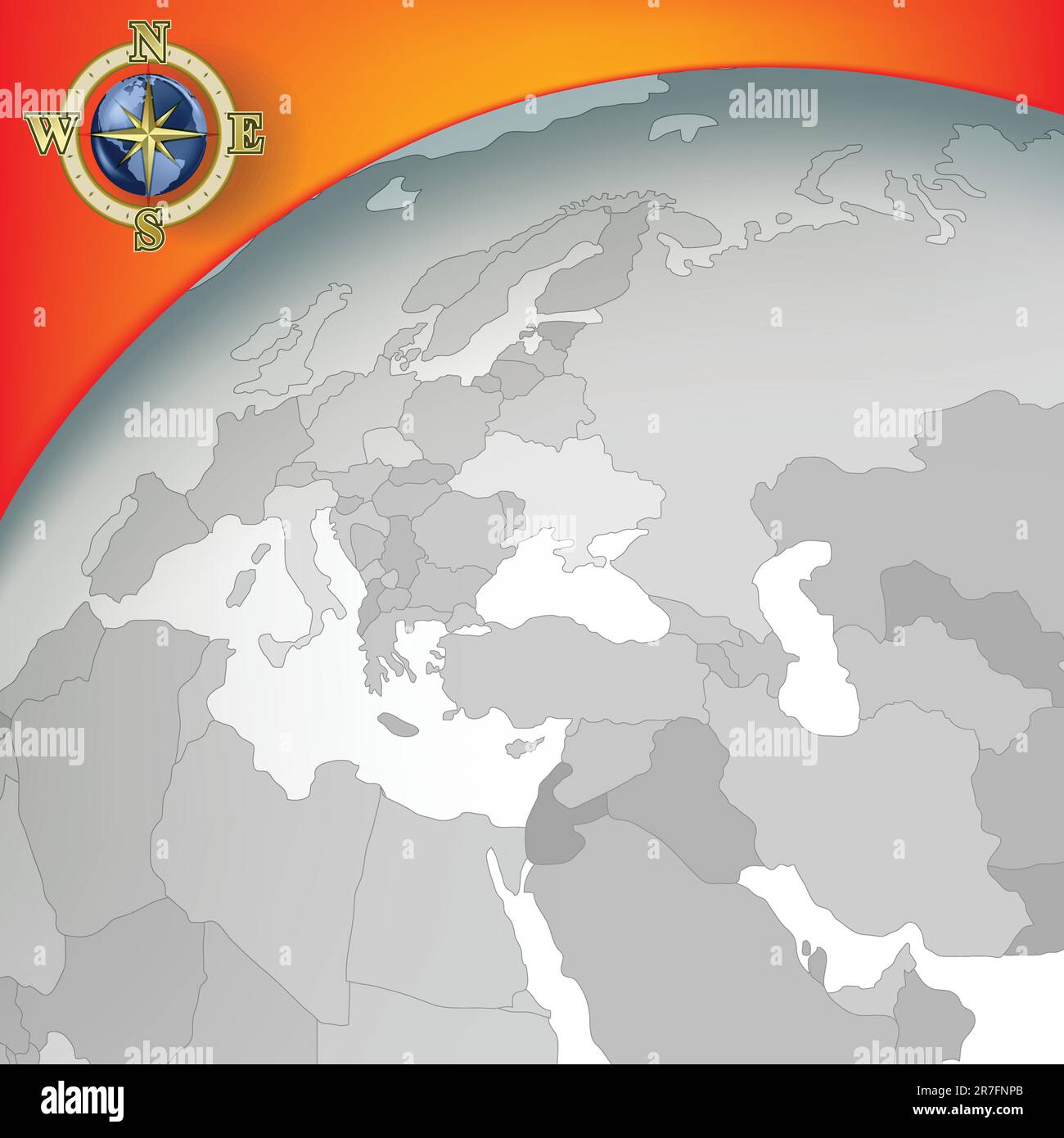 Abstract background with grey earth map and gold compass Stock Vector ...