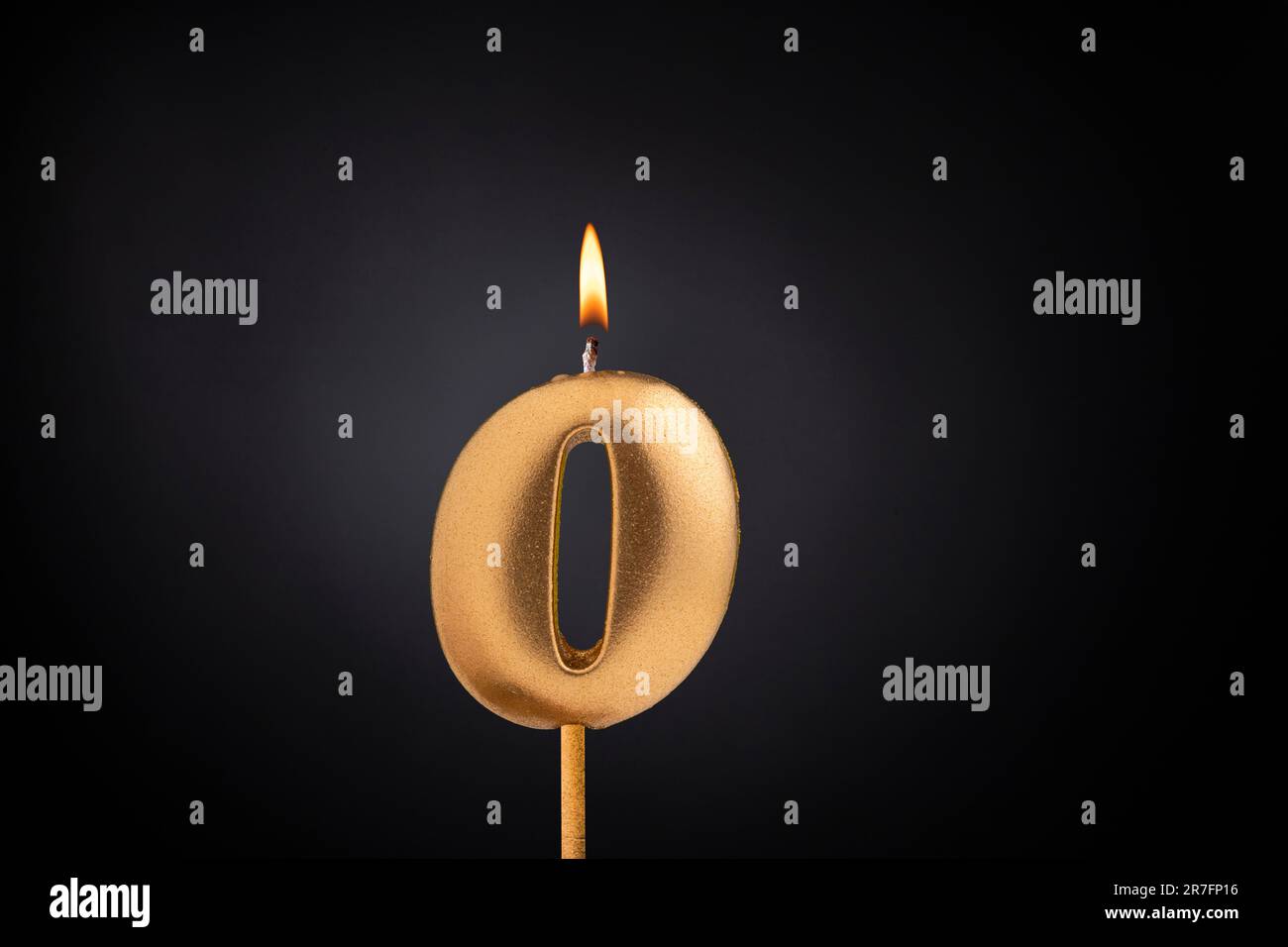 Birthday candle number 0 - Birthday celebration on black background ...