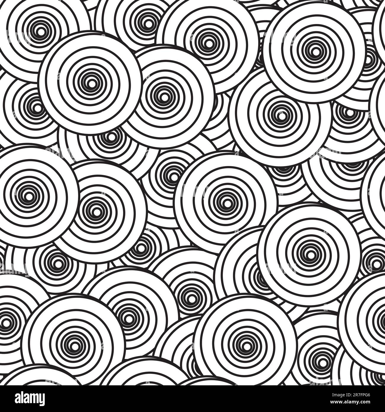 Black-and-white abstract background with spiral circles. Seamless pattern. Vector illustration ...