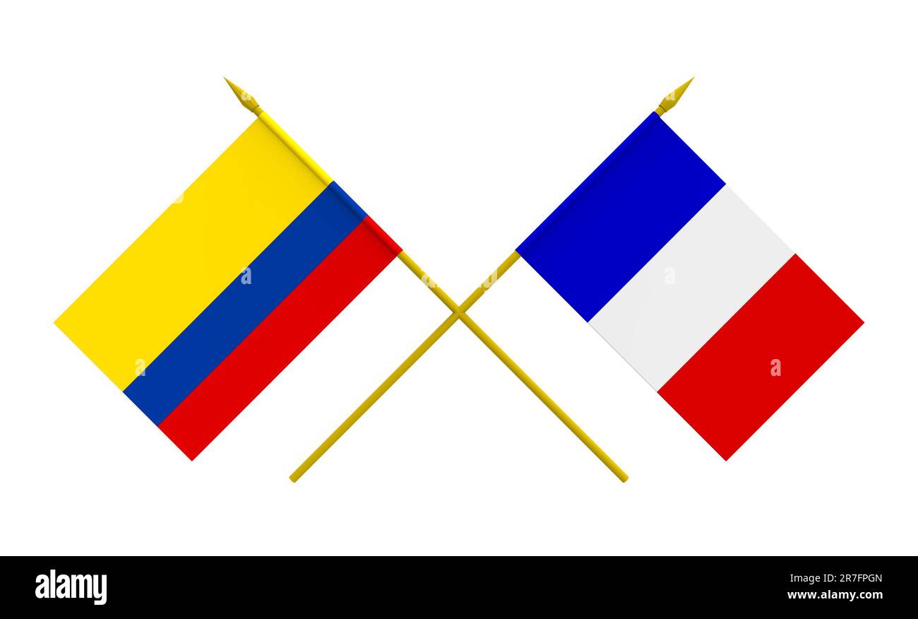 Flags of France and Colombia, 3d render, isolated on white Stock Photo ...
