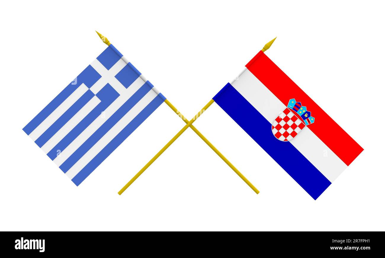 Flags of Croatia and Greece, 3d render, isolated Stock Photo - Alamy