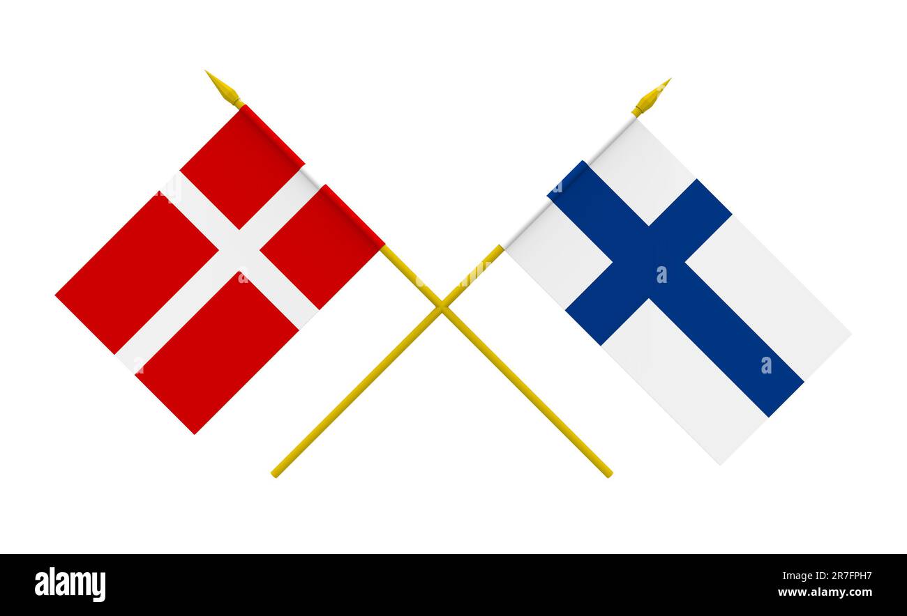 Flags of Denmark and Finland, 3d render, isolated on white Stock Photo ...