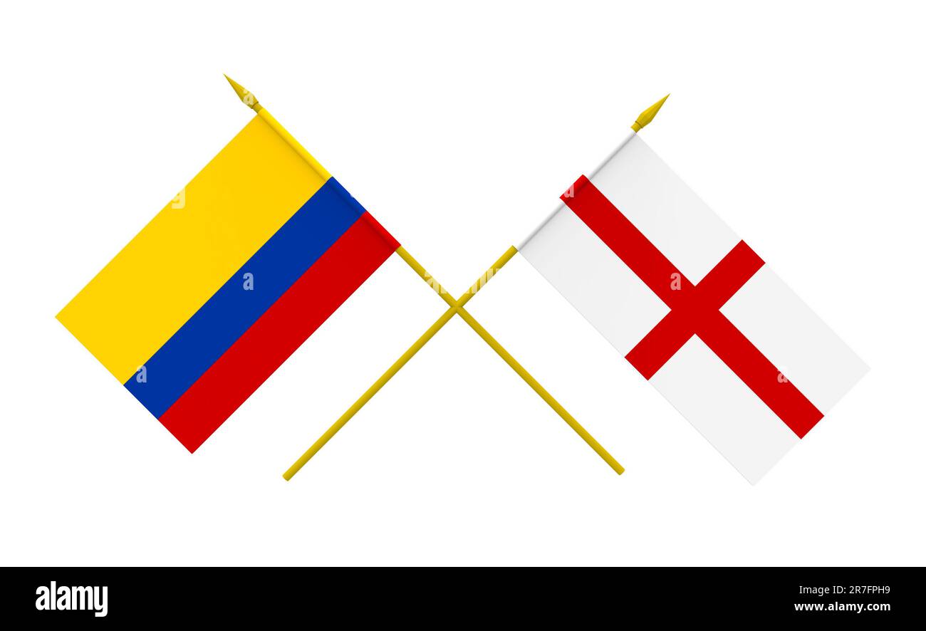 Flags of Colombia and England, 3d render, isolated Stock Photo - Alamy