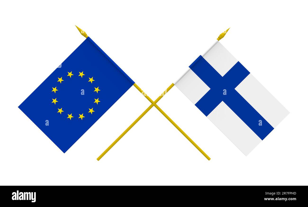Flags of Finland and European Union, 3d render, isolated on white Stock ...