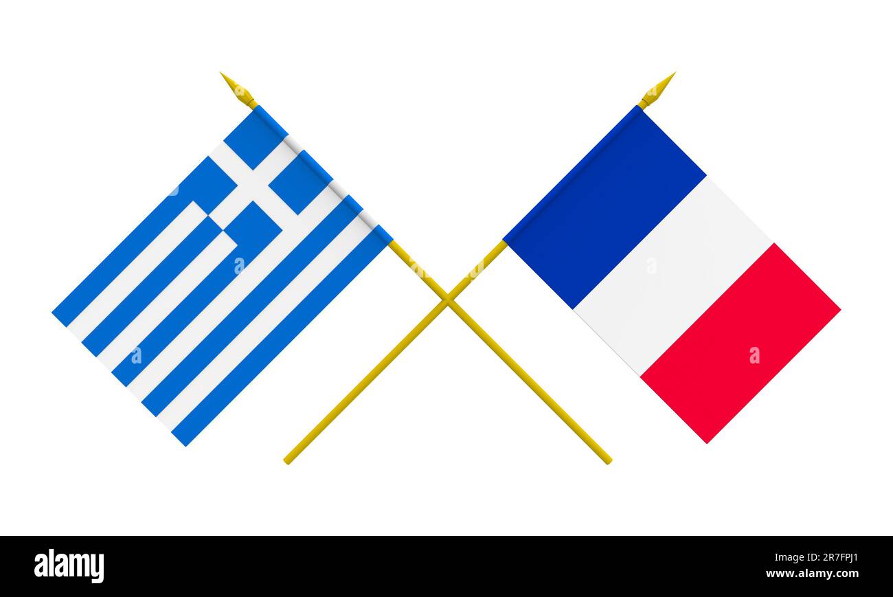 Flags of France and Greece, 3d render, isolated Stock Photo - Alamy
