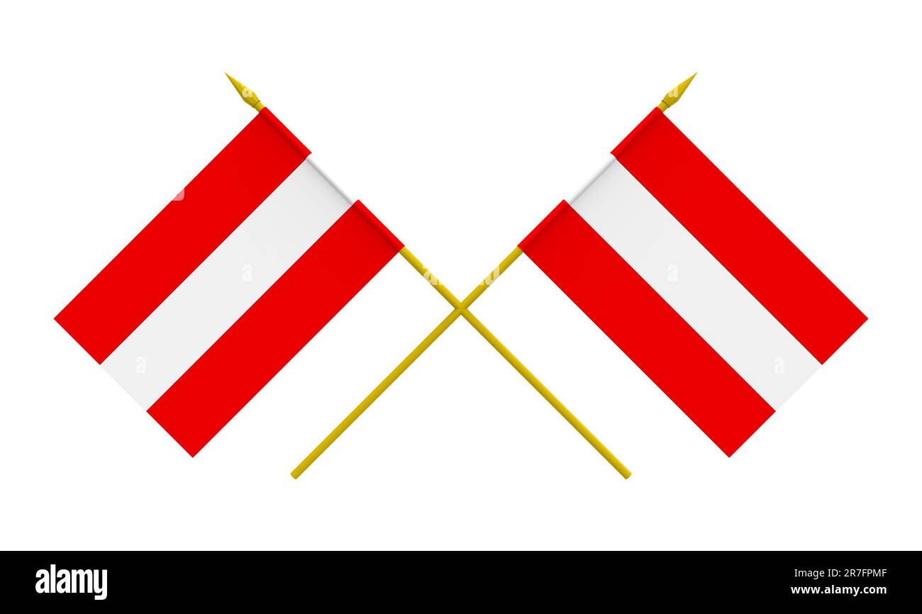 Two crossed flags of Austria, 3d render, isolated on white Stock Photo ...