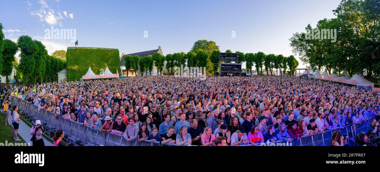 Bergen, Norway. 14th June, 2023. Concert goers attend a live concert ...