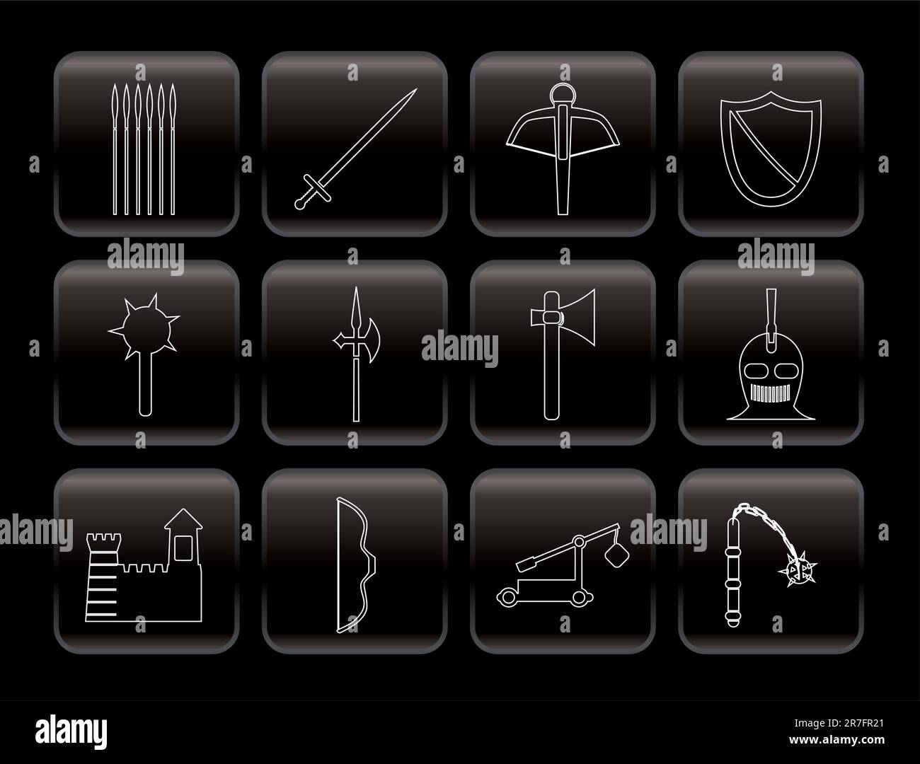 Medieval arms and objects icons - vector icon set Stock Vector Image ...