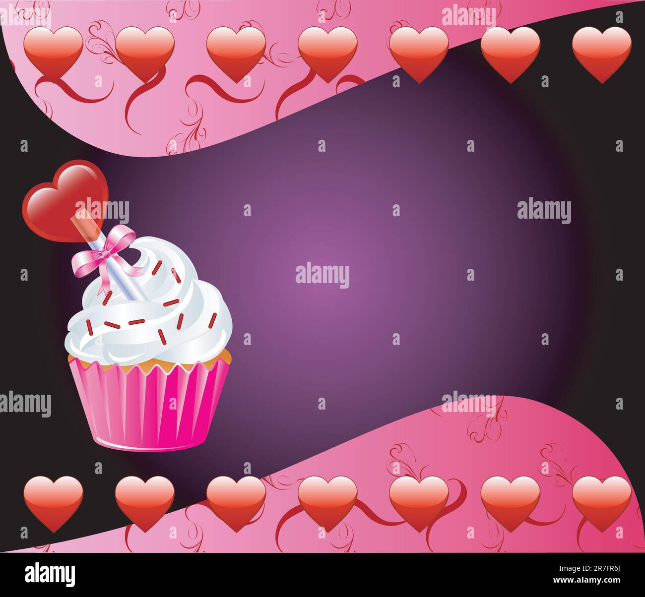 Vector Valentine Background with Heart cupcake Stock Vector Image & Art ...