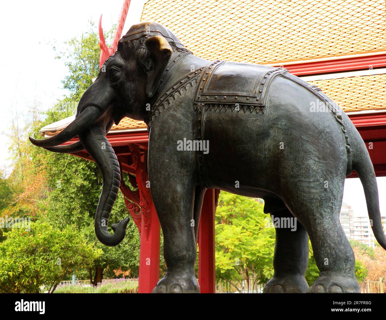 Elephant sculpture in Thailand square , Araucano park, Santiago, Chile ...