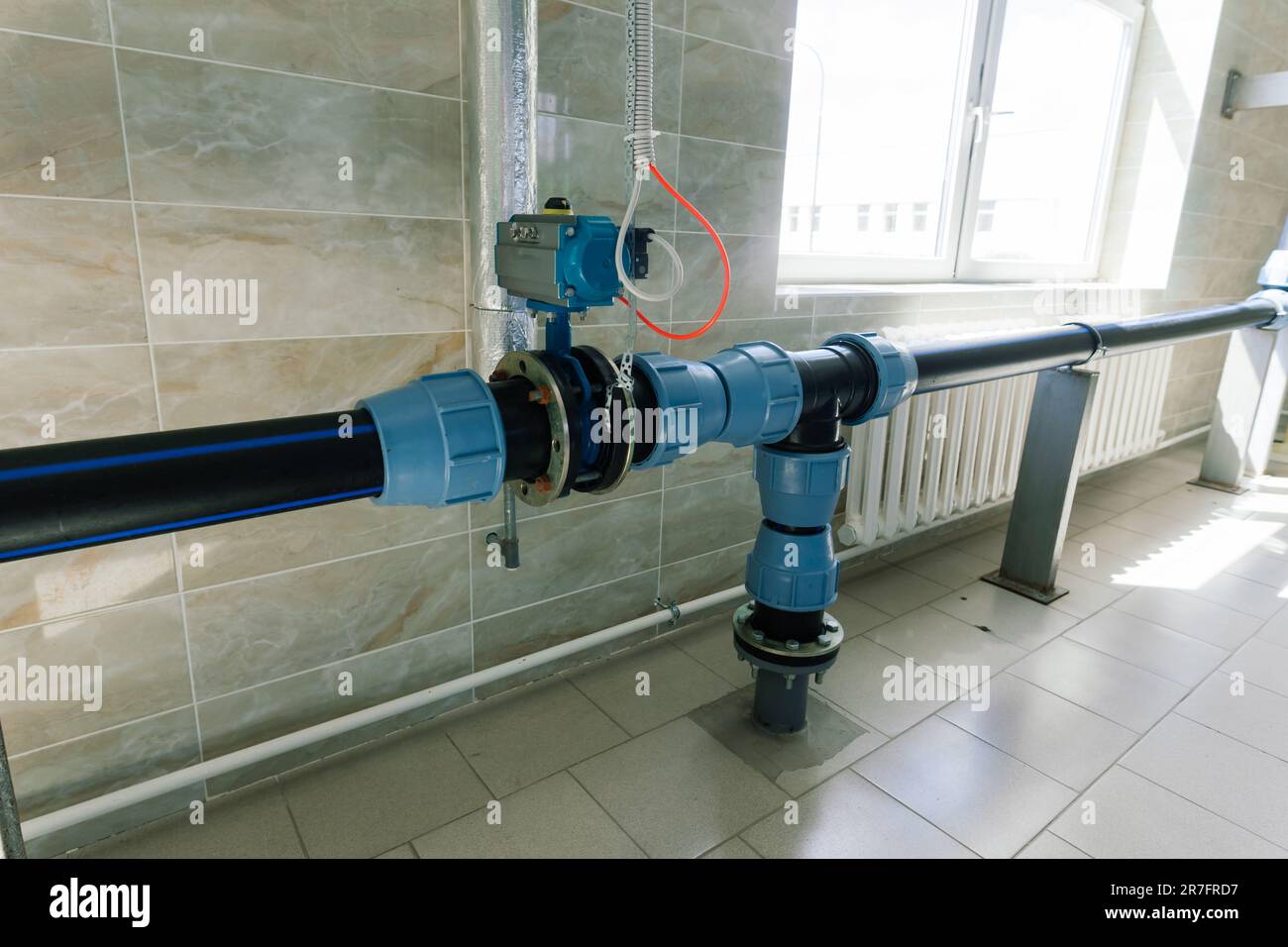 Pressure sensor in an industrial boiler room. Barometer in the heating ...