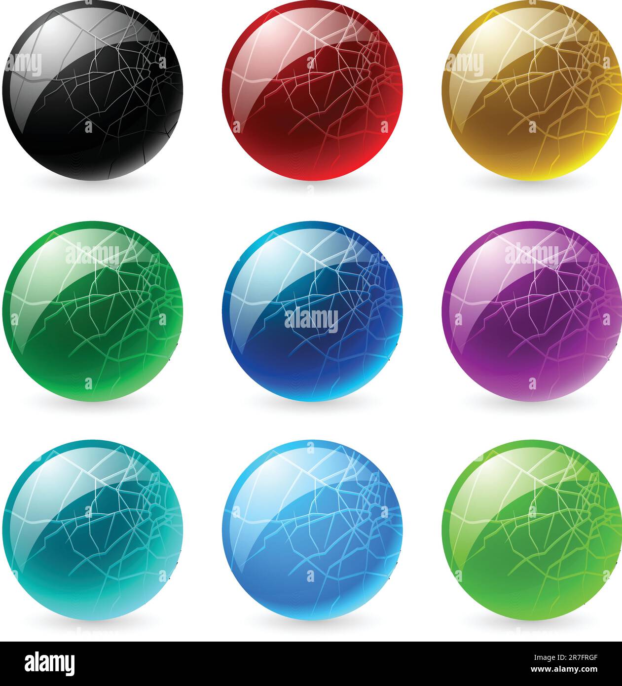 Collection of colorful glossy spheres isolated on white. Cracks Stock ...