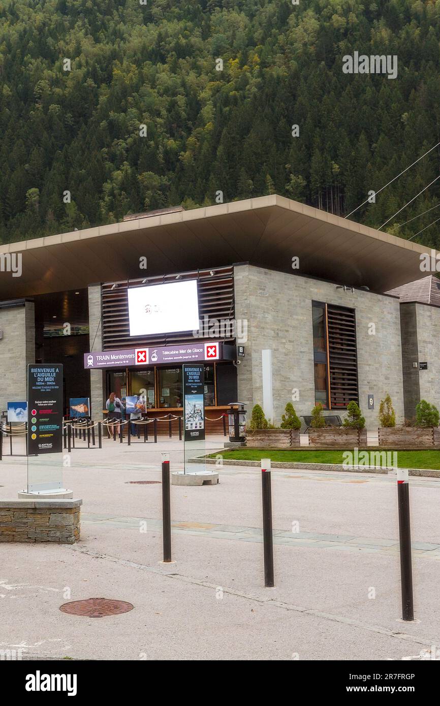 Chamonix Mont-Blanc, France - October 4, 2019: Cable car station ...