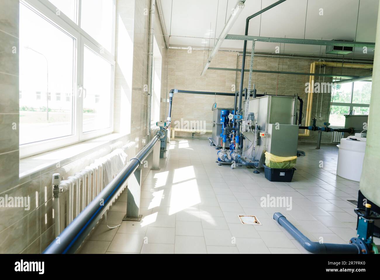 Pressure sensor in an industrial boiler room. Barometer in the heating ...
