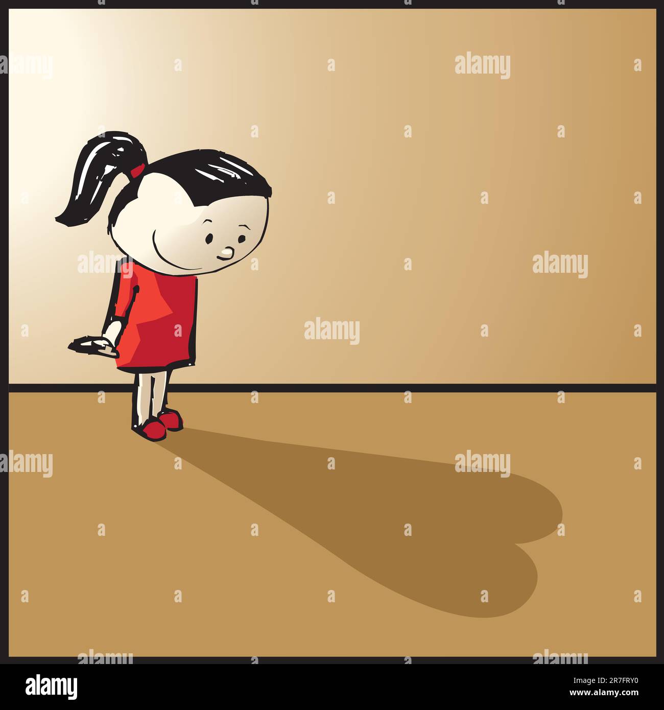 Vector illustration of girl and heart shadow Stock Vector Image & Art ...